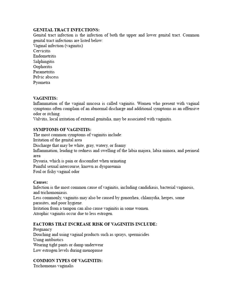 Genital Tract Infections | PDF | Candidiasis | Gynaecology