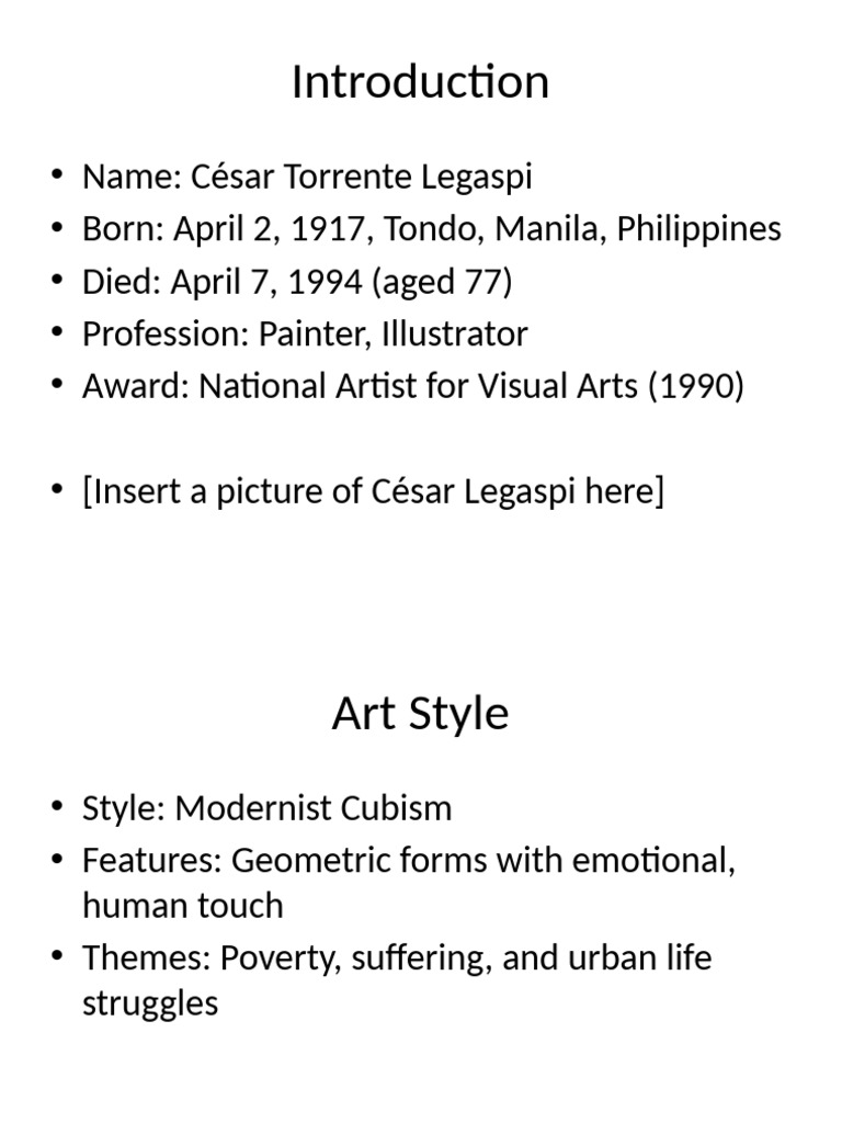 Cesar Legaspi Presentation | PDF