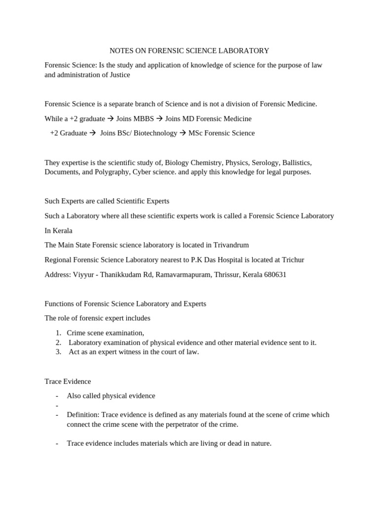 Notes On Forensic Science Laboratory | PDF | Polygraph | Forensic Science