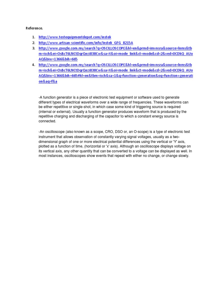 Function Generators vs. Oscilloscopes | PDF | Computers