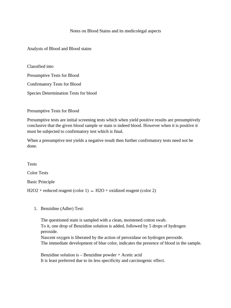Notes On Blood Stains and Its Medicolegal Aspects | PDF | Antibody