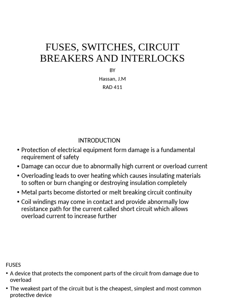 Fuses, Switches, Circuit Breakers and Interlocks | PDF | Fuse ...