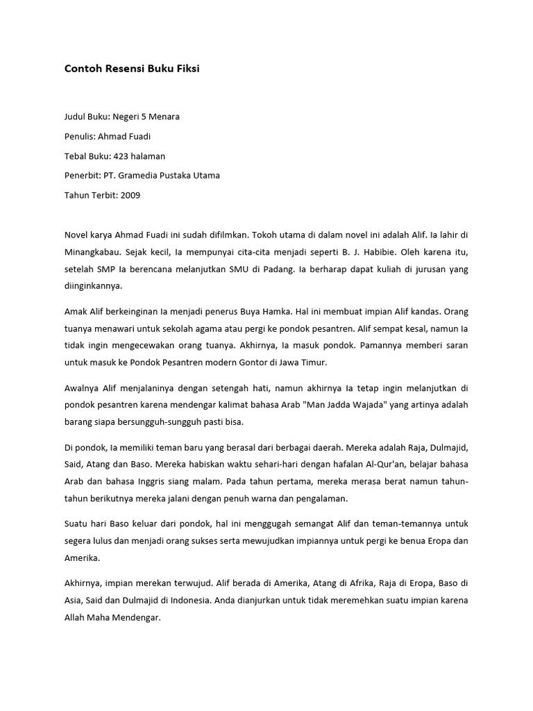 Contoh Resensi Buku Fiksi | PDF