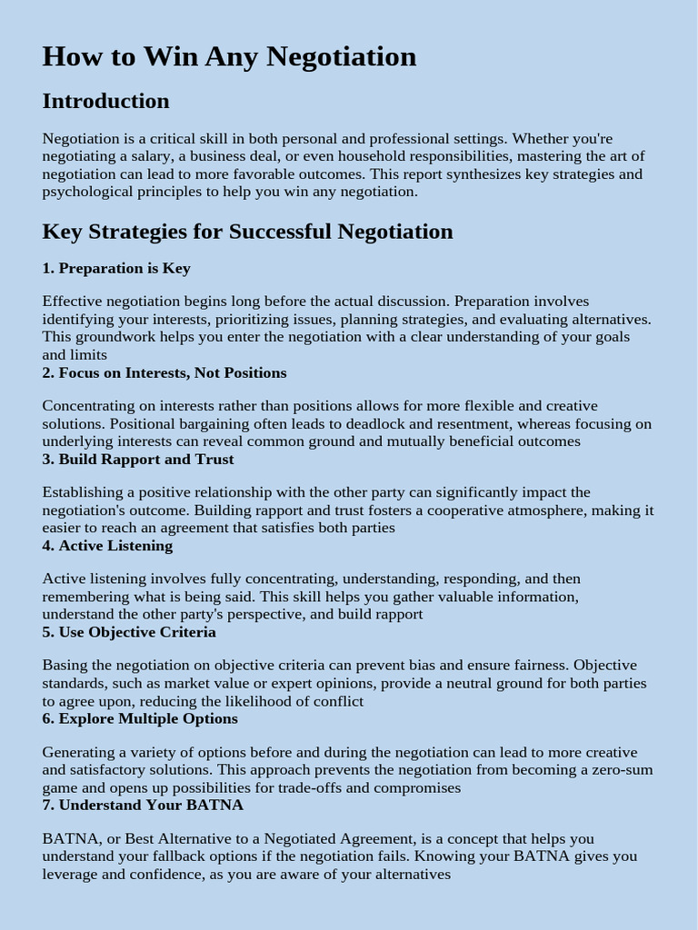 How To Win Any Negotiation | PDF | Negotiation | Psychological Concepts