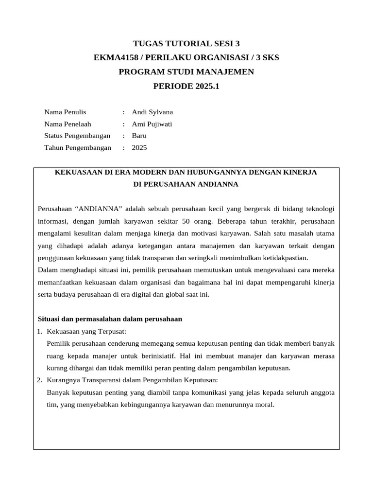 Tugas 3 Perilaku Organisasi, Rio Adhe Tama PDF | PDF