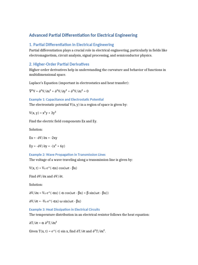 Advanced Partial Differentiation Electrical Engineering | PDF