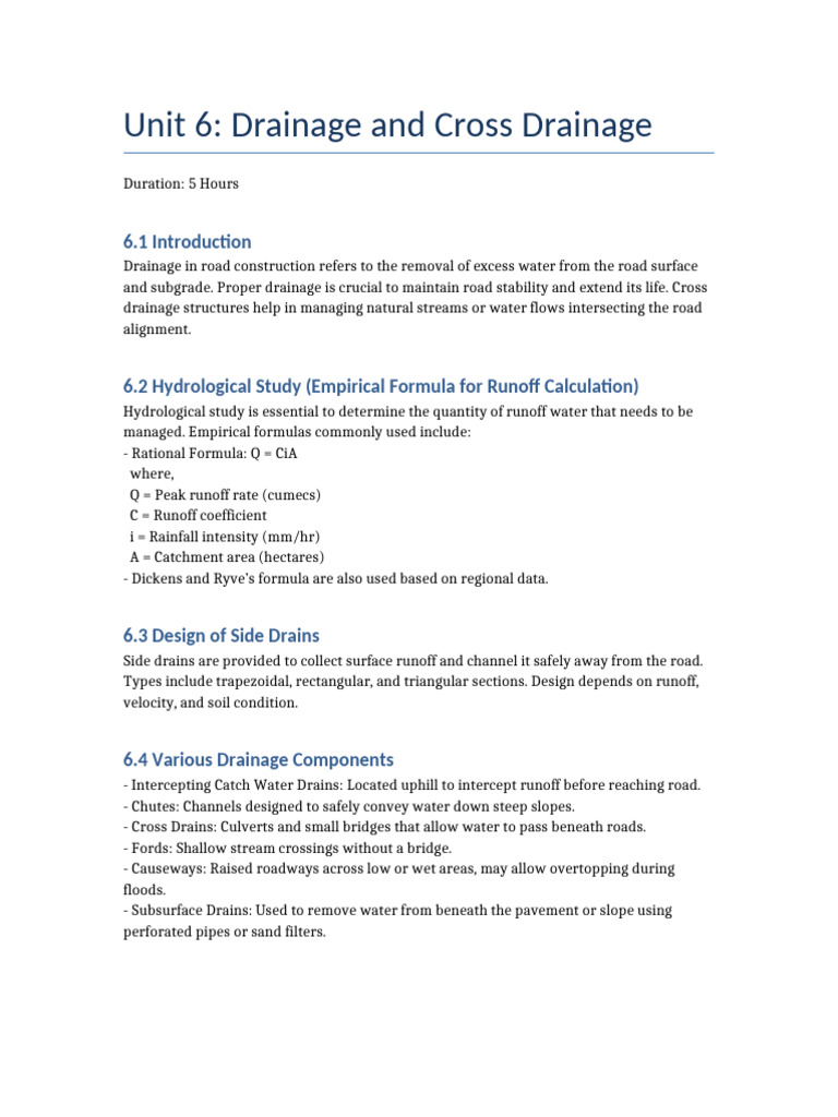Unit 6 Drainage and Cross Drainage | PDF