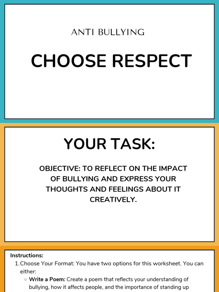 Anti-Bullying Reflection Worksheet | PDF
