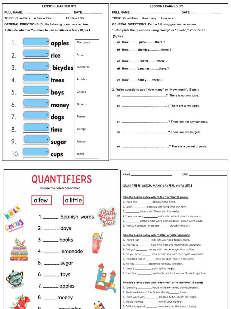 Lesson Learned Quantifiers 1. | PDF