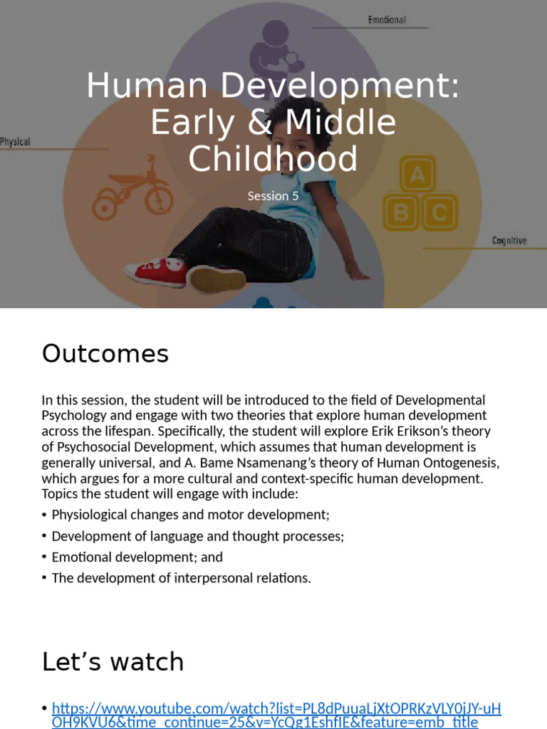 Session 5 Human Development Early and Middle Childhood | PDF ...