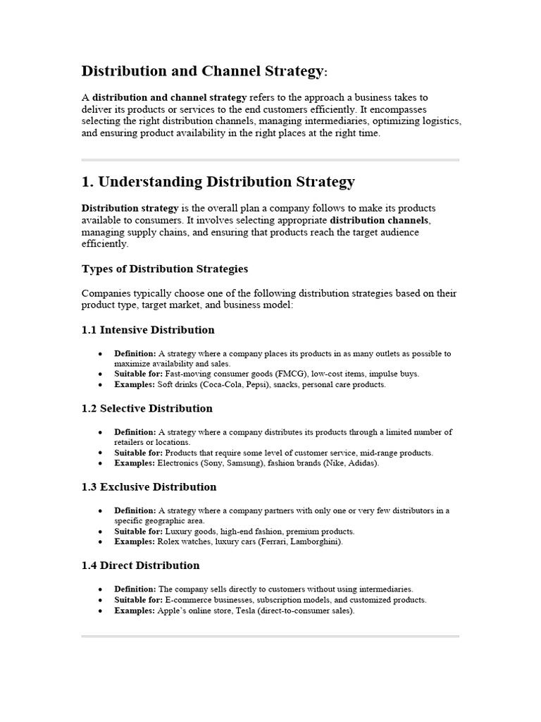 Distribution and Channel Strategy | PDF | Retail | Private Sector