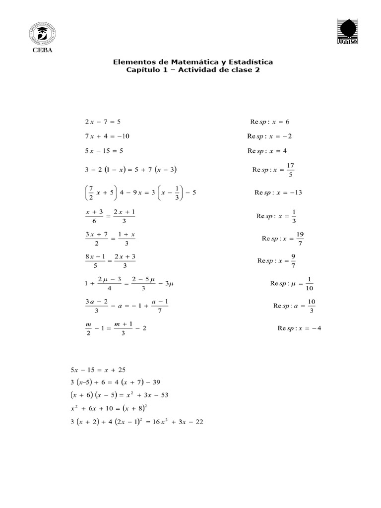 Elementos de Matem-Tica-1 Actividad 2 | PDF | Ecuaciones | Ciencias ...