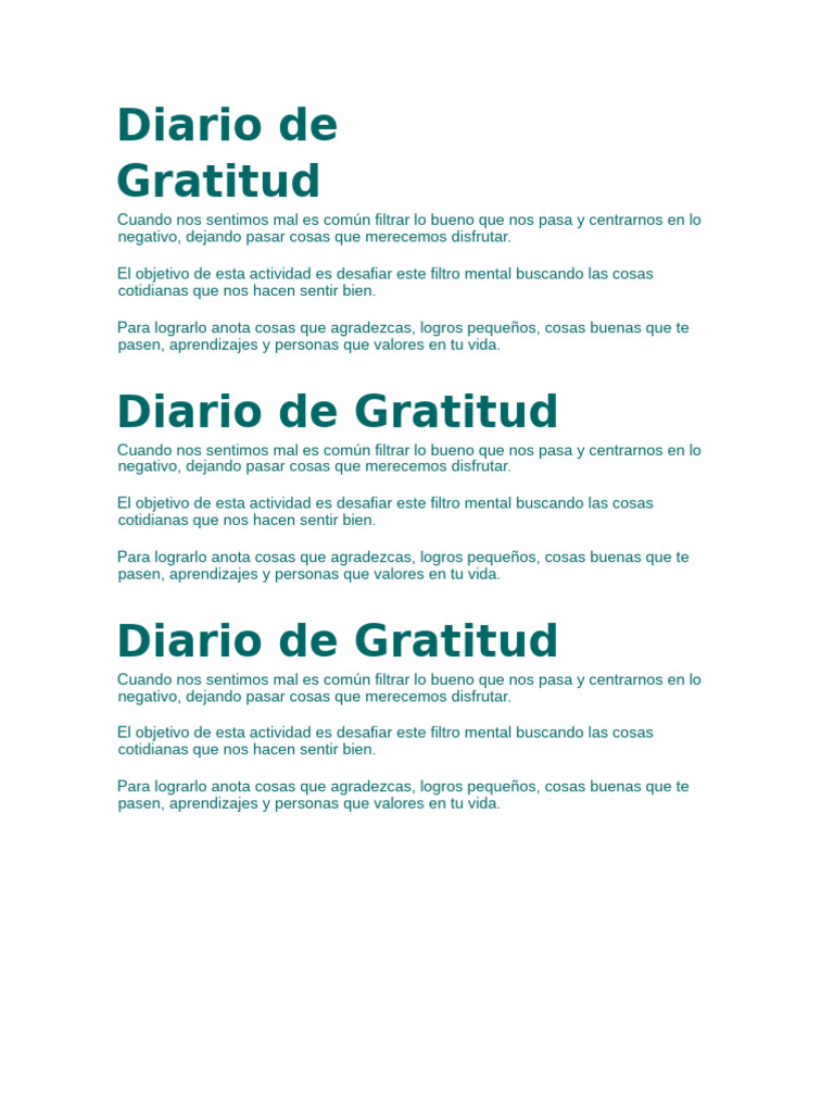 Diario de Gratitud: Encuentra lo Positivo | PDF