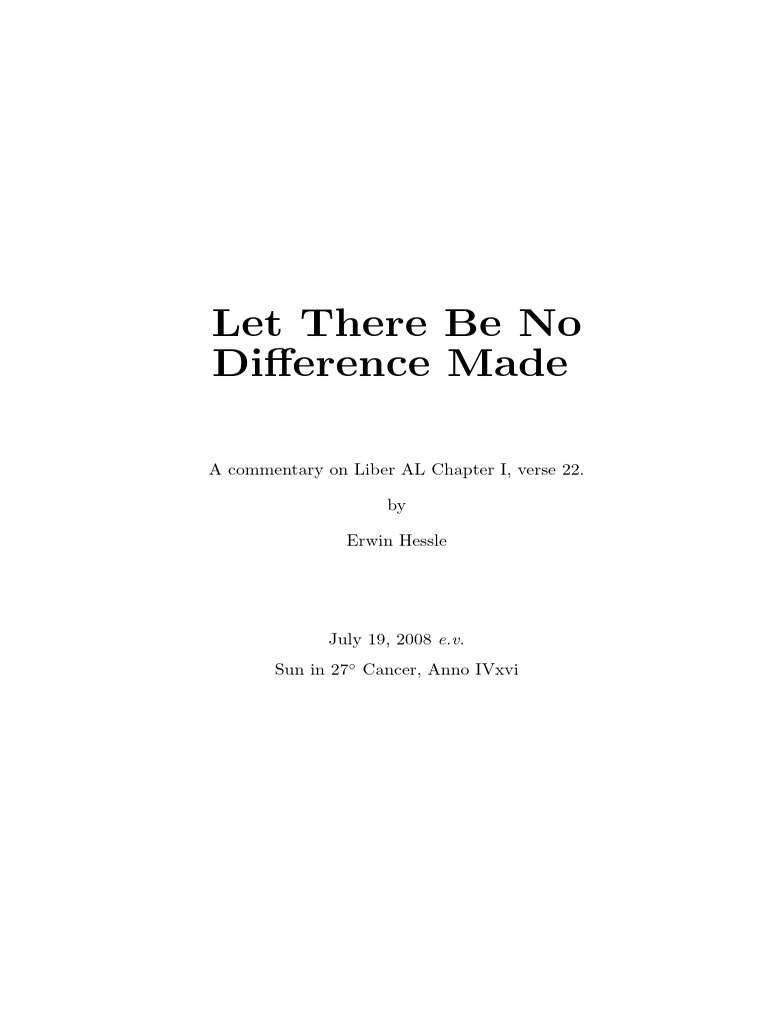 Let There Be No Difference Made | PDF | Thelema | Aleister Crowley