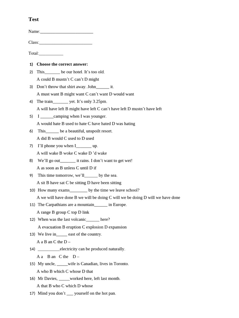 English Grammar Practice Test | PDF