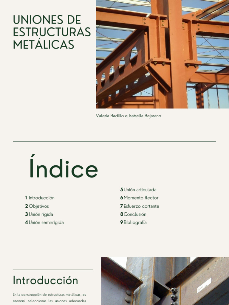 Uniones de Estructuras Metálicas - Valeria Badillo e Isabella Bejarano | PDF | Viga (Estructura ...