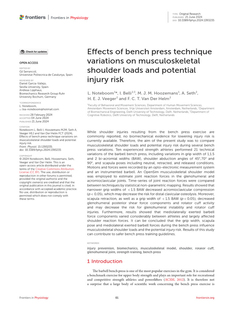 Bench Press Technique and Shoulder Injury Risk | PDF | Shoulder