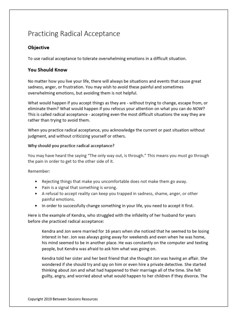 Practicing Radical Acceptance Ad 102119 | PDF | Feeling | Emotions