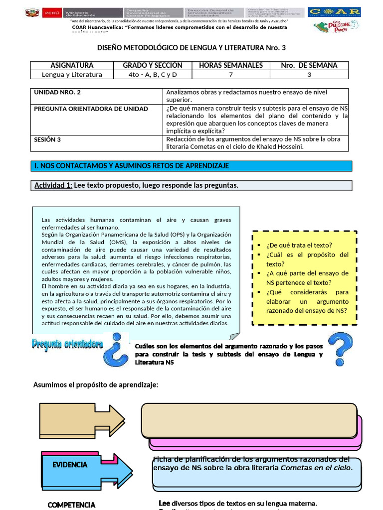 DMpA 03 - 4to - LyL - UNIDAD II 2024 | PDF | Ensayos | Argumento