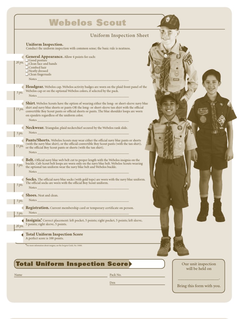 Weblos Uniform Checklist | PDF | Uniforms | Softlines (Retail)