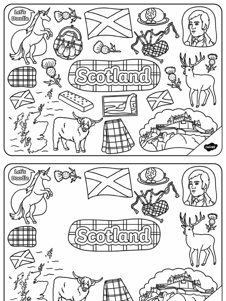 Doodle About Scotland Colouring Pages - Ver - 1 | PDF