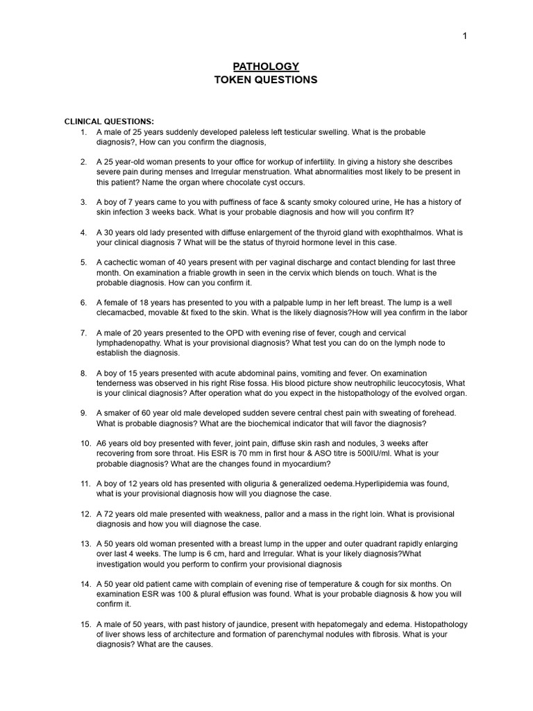 PATHOLOGY Token Questions | PDF | Anemia | Inflammation