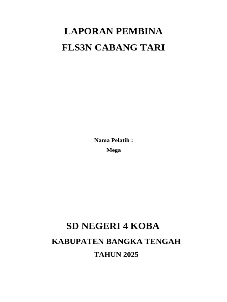 Laporan SD N 4 Koba. 2025 | PDF