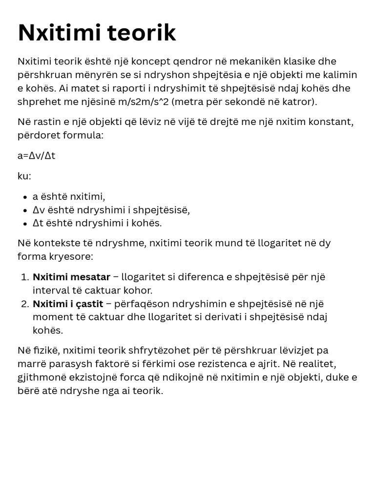 Nxitimi Teorik | PDF