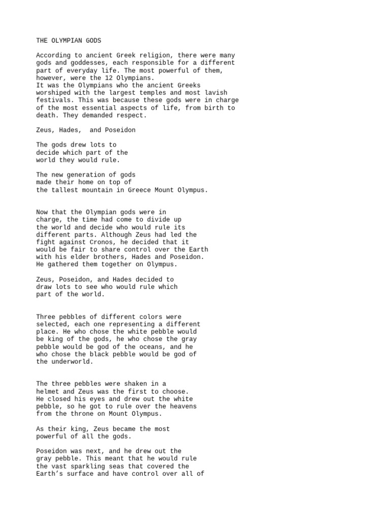 The Twelve Olympian Gods Explained | PDF | Twelve Olympians | Hera