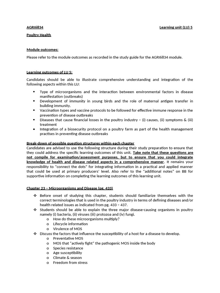 LU 5 AGRI6834 (Poultry Health) | PDF | Vaccines | Immune System