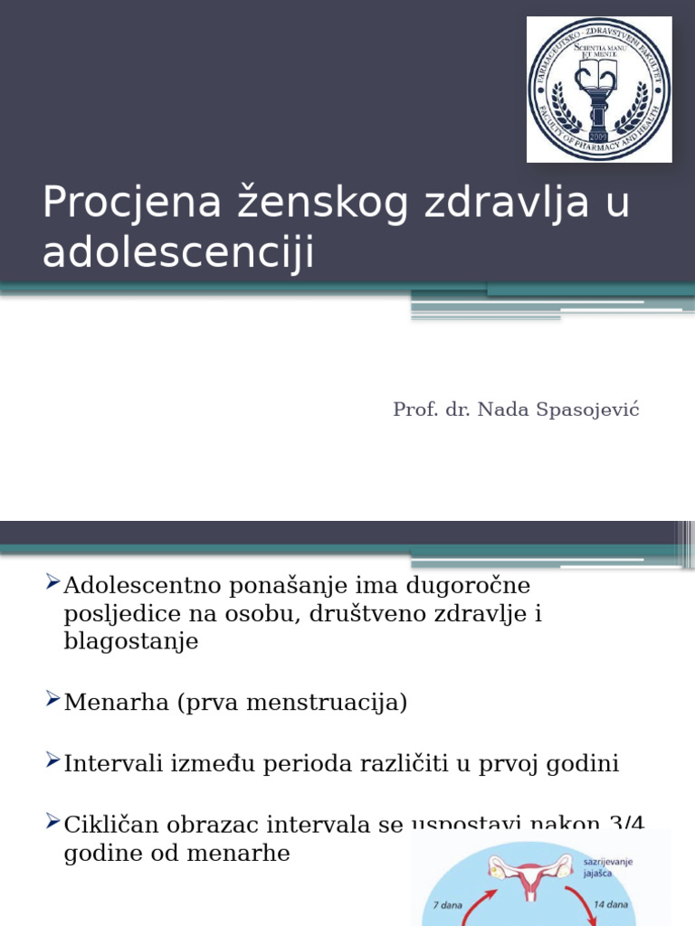 Procjena Ženskog Zdravlja U Adolescenciji, Nada | PDF
