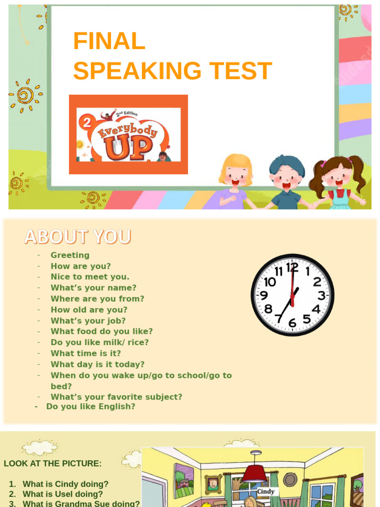 Final Speaking Test for Everybody Up 2 | PDF