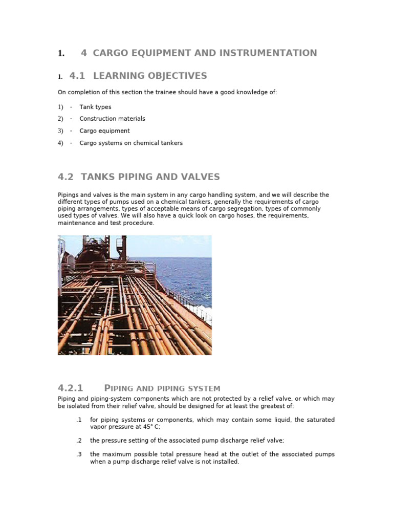 4. Cargo Equipment & Instrumentation | PDF | Pump | Valve
