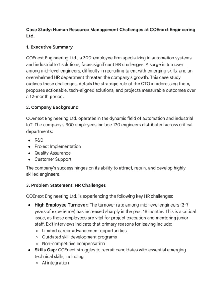 Case Study - Human Resource Management Challenges at COEnext ...