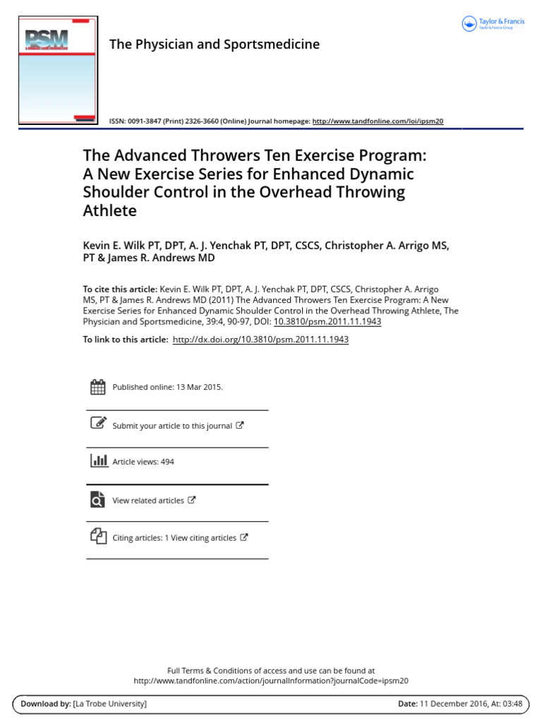 The Advanced Throwers 10 Exercise Program - A New Exercise Series For Enhance Dynamic Shoulder ...