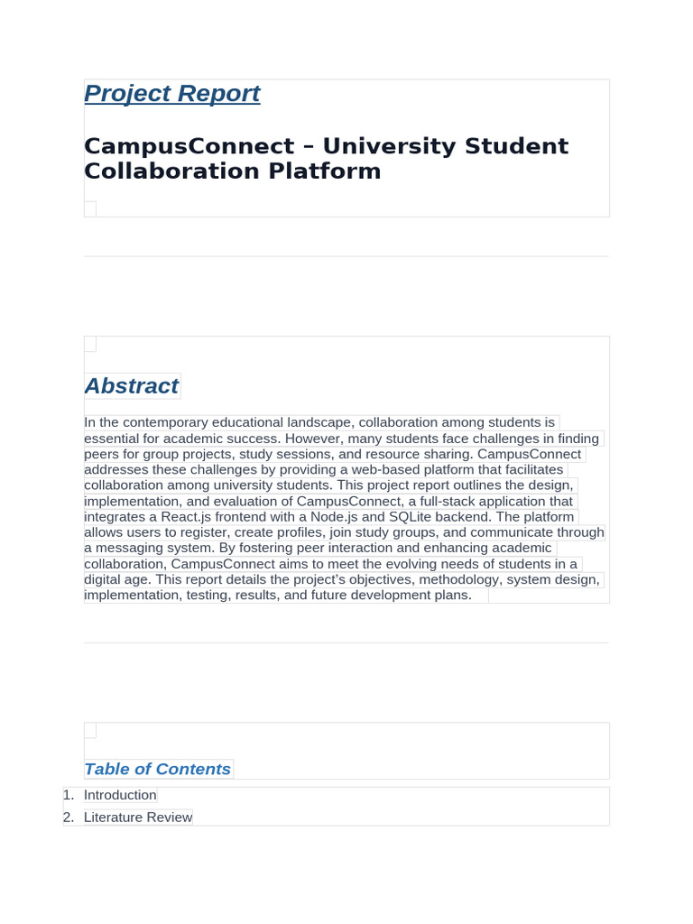 Project Report CampusConnect | PDF | System | Computing
