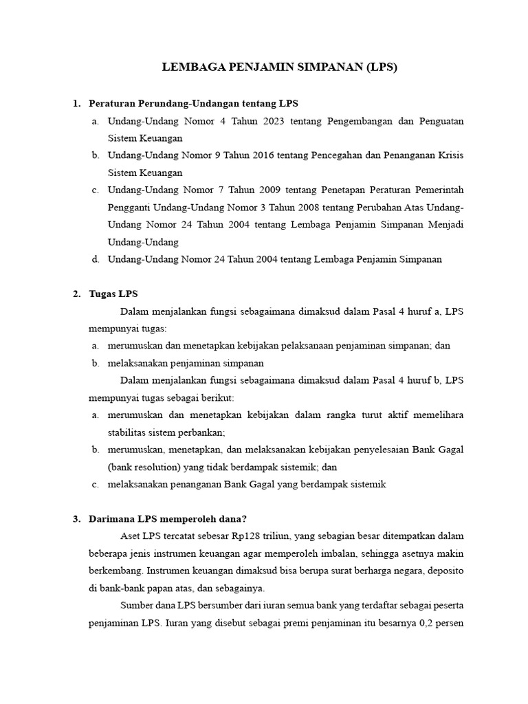 Lembaga Penjamin Simpanan | PDF