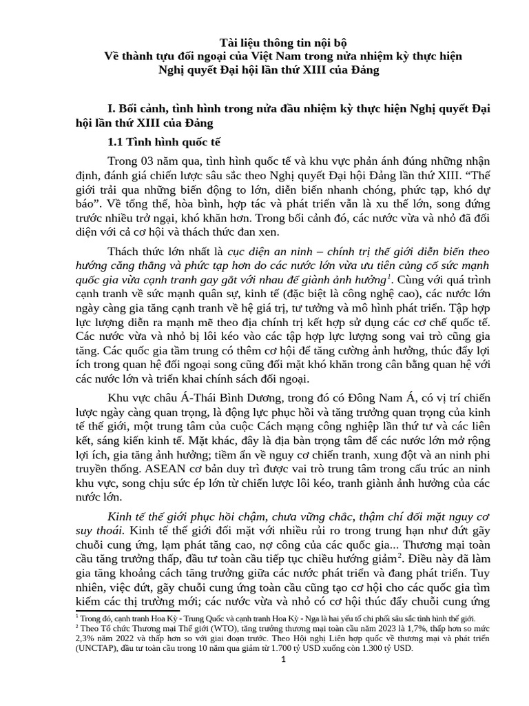 Tai Lieu Thanh Tuu Doi Ngoai TW | PDF