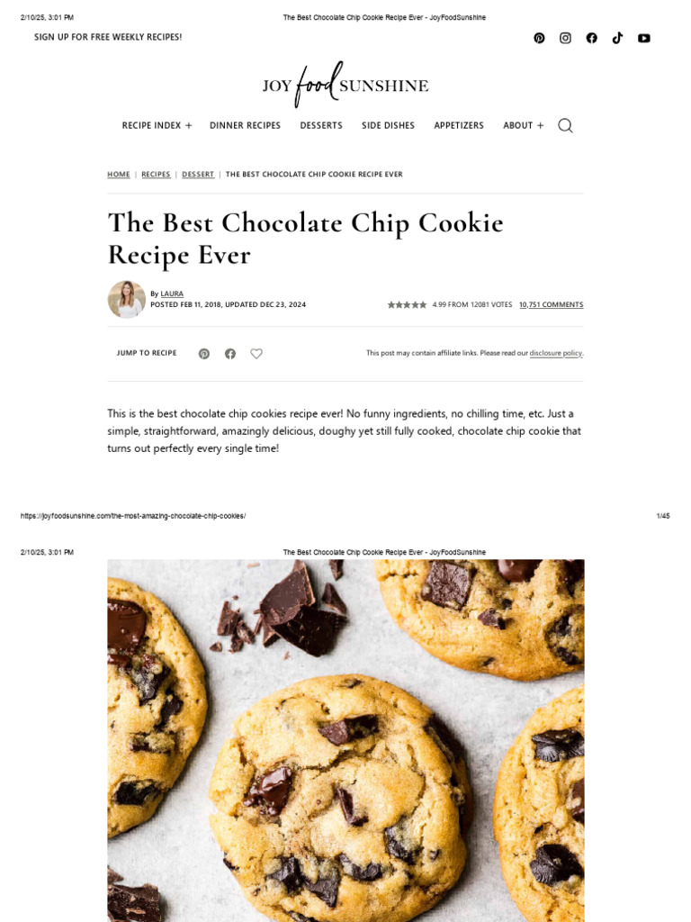 Best Chocolate Chip Cookie Recipe | PDF | Teaspoon | Baking