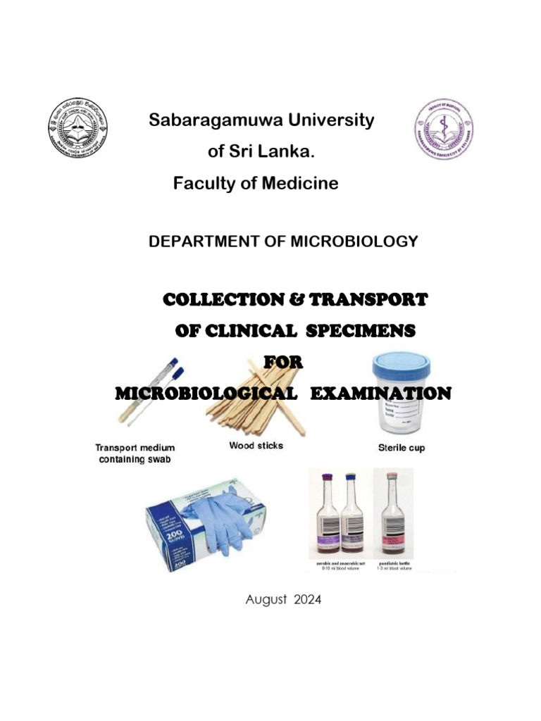 Handbook - COLLECTION TRANSPORT OF SPECIMENS FOR MICROBIOLOGICAL ...