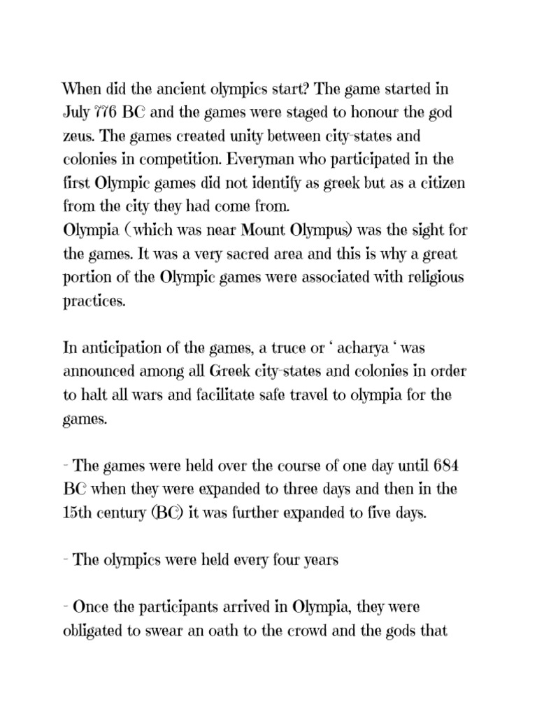 The Ancient Olympics | PDF | Sports