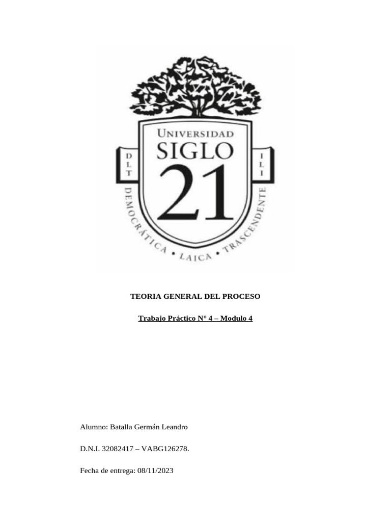 Trabajo Practico n4 - Teoria Gral. Del Proceso | PDF | Caso de ley | Demanda judicial