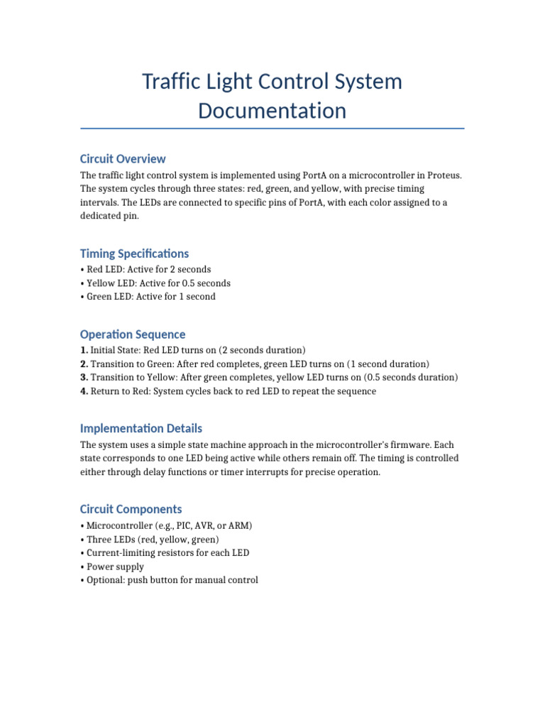 Traffic Light Documentation | PDF