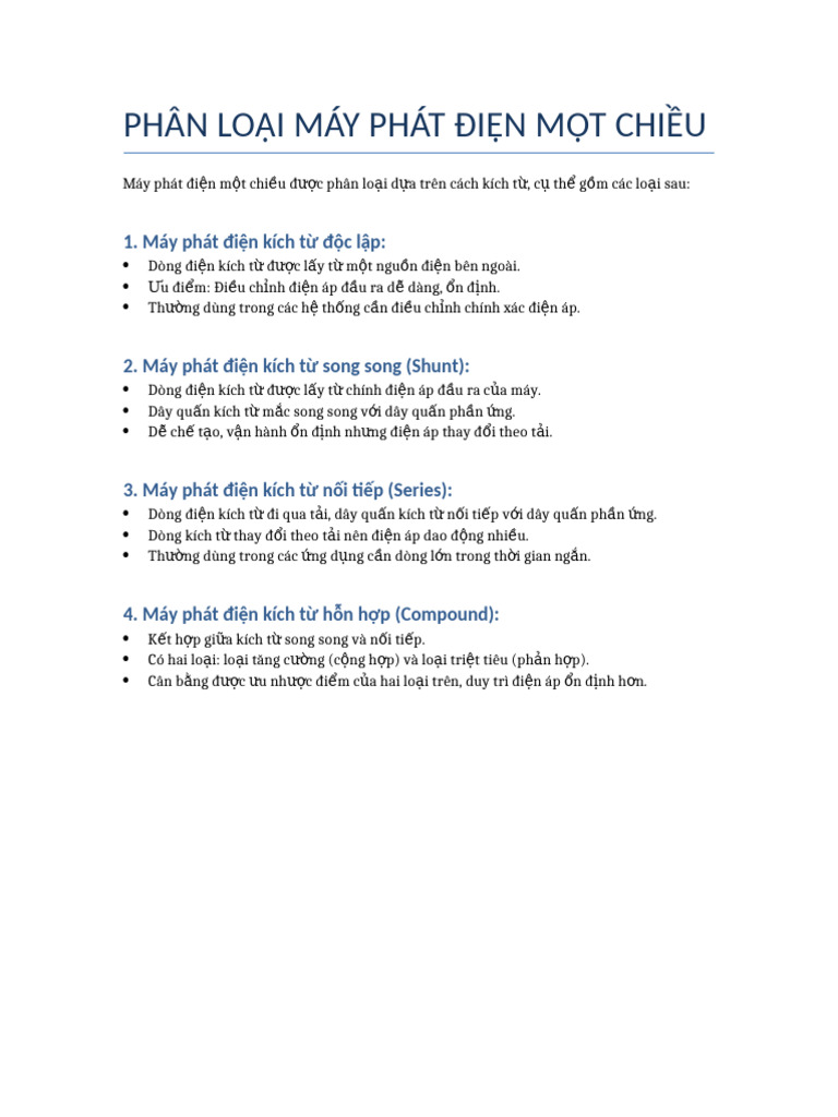 Phan Loai May Phat Dien 1 Chieu | PDF