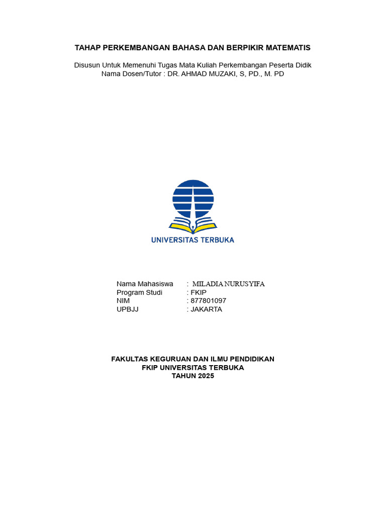 Tugas Tutorial 2 Perkembangan peserta didik, Miladia Nurusyifa | PDF