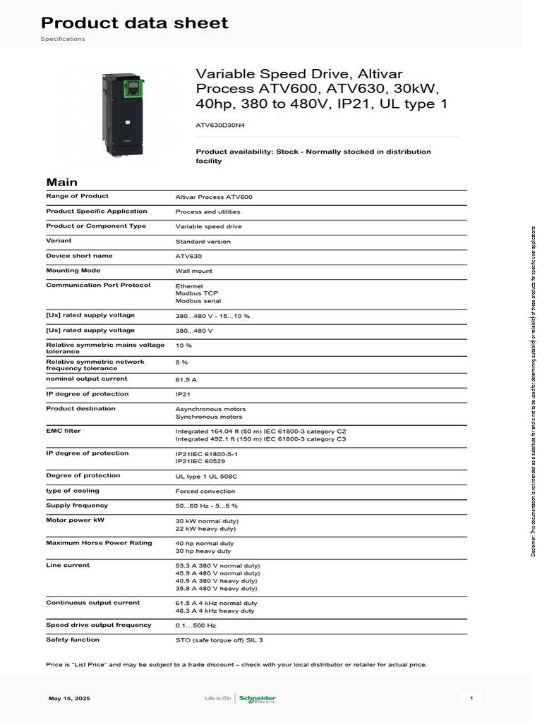 Schneider Electric - Altivar-Process-630-Variable-Frequency-Drives-VFD ...