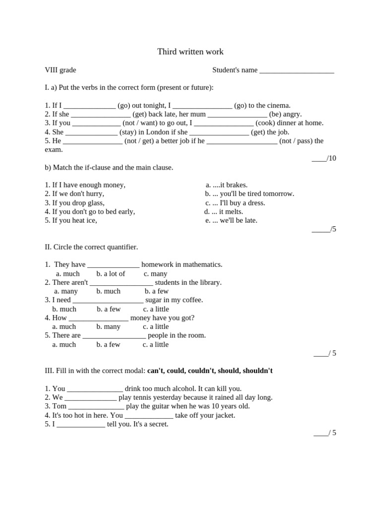 Third Written Work - 8 Odd | PDF
