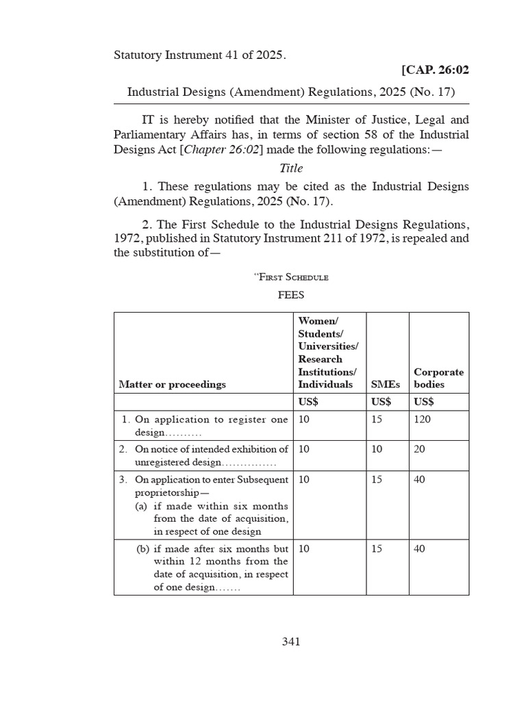 Industrial Designs Amendment Regulations 2025 | PDF | Small And Medium ...