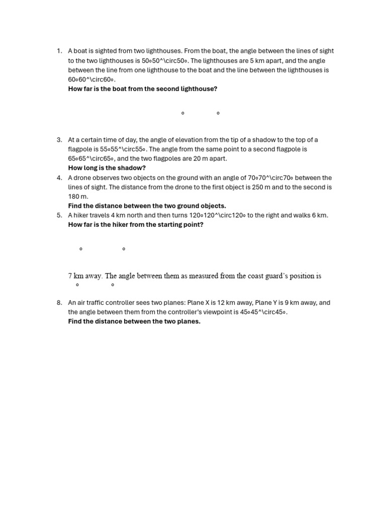 Problem Set (Law of Sine and Cosine) | PDF