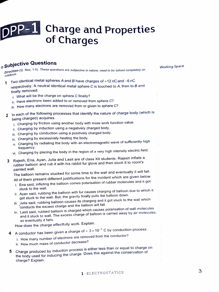 Electric Charges and Electric Force DPP | PDF | Electric Charge | Force